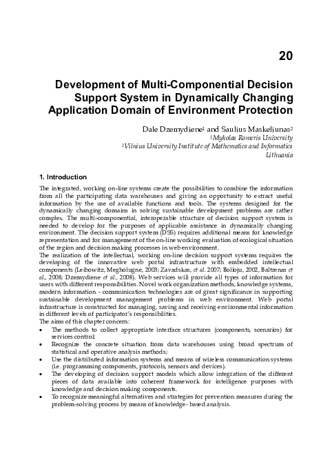 (PDF) Development of Multi-Componential Decision Support System in Dynamically Changing ...