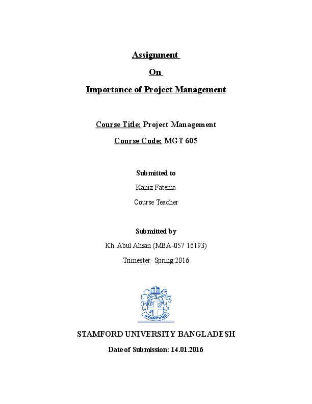 (DOC) Assignment Project Management