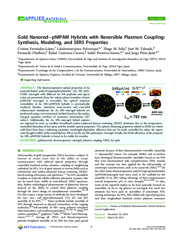 (PDF) Gold Nanorod-pNIPAM Hybrids with Reversible Plasmon Coupling ...