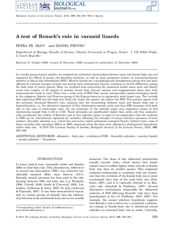 A test of Rensch's rule in varanid lizards