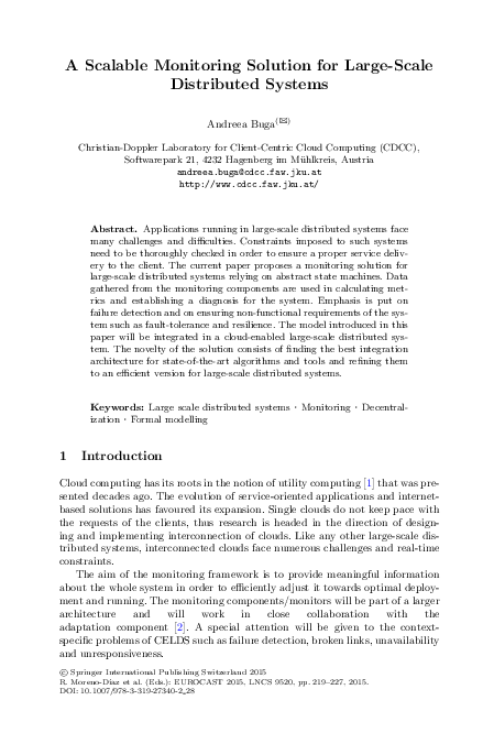 (PDF) A Scalable Monitoring Solution for Large-Scale Distributed Systems