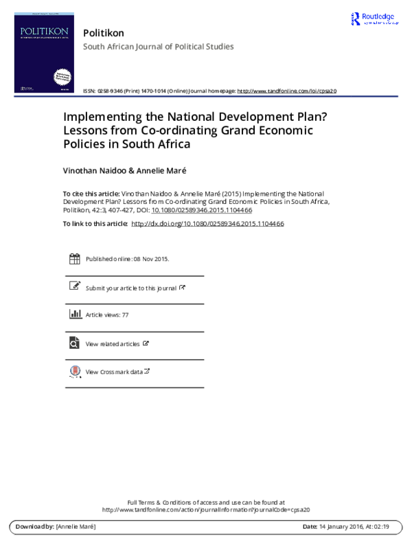 (PDF) Implementing the National Development Plan: Lessons from Co ...