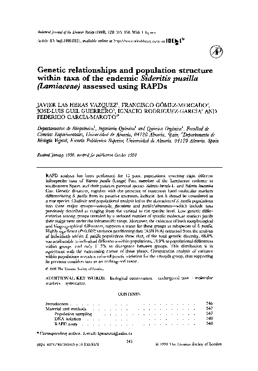 (PDF) Genetic Relationships and Population Structure of the Endangered ...
