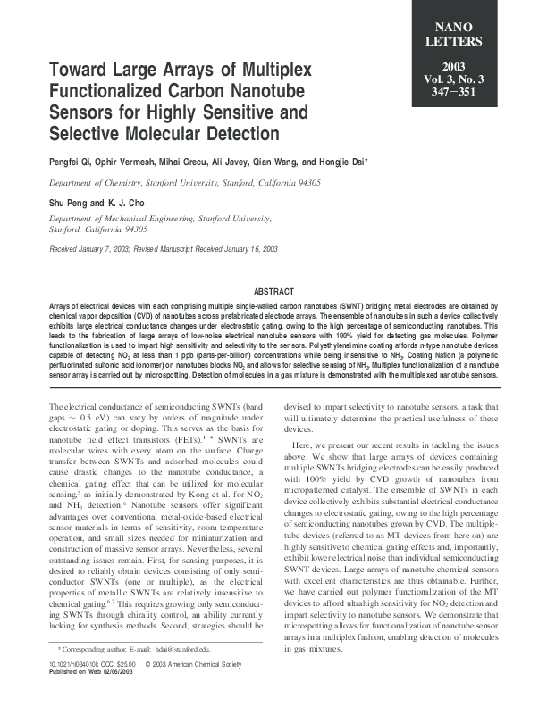 (PDF) Toward Large Arrays of Multiplex Functionalized Carbon Nanotube Sensors for Highly ...