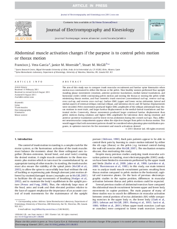 (PDF) Abdominal muscle activation changes if the purpose is to control ...