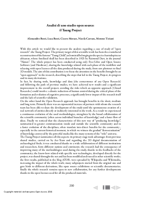(PDF) Analisi di uno studio Open Source: il Taung Project | Alessandro ...