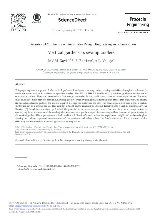 (PDF) Vertical Gardens as Swamp Coolers