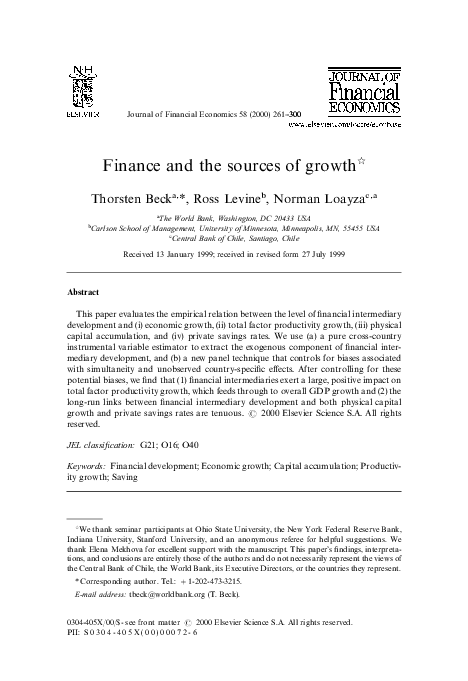 (PDF) Finance and the sources of growth