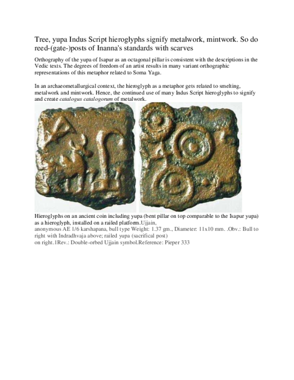 (PDF) Tree, yupa Indus Script hieroglyphs signify metalwork, mintwork ...