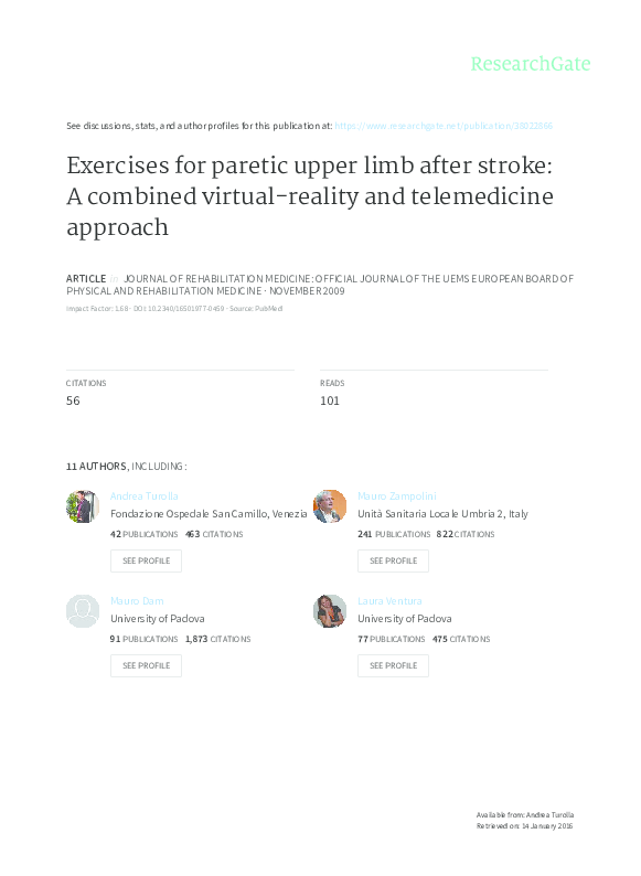 (PDF) Exercises for paretic upper limb after stroke: A combined virtual ...