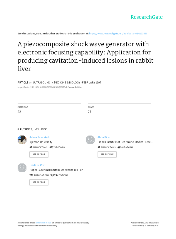 (PDF) A piezocomposite shock wave generator with electronic focusing ...