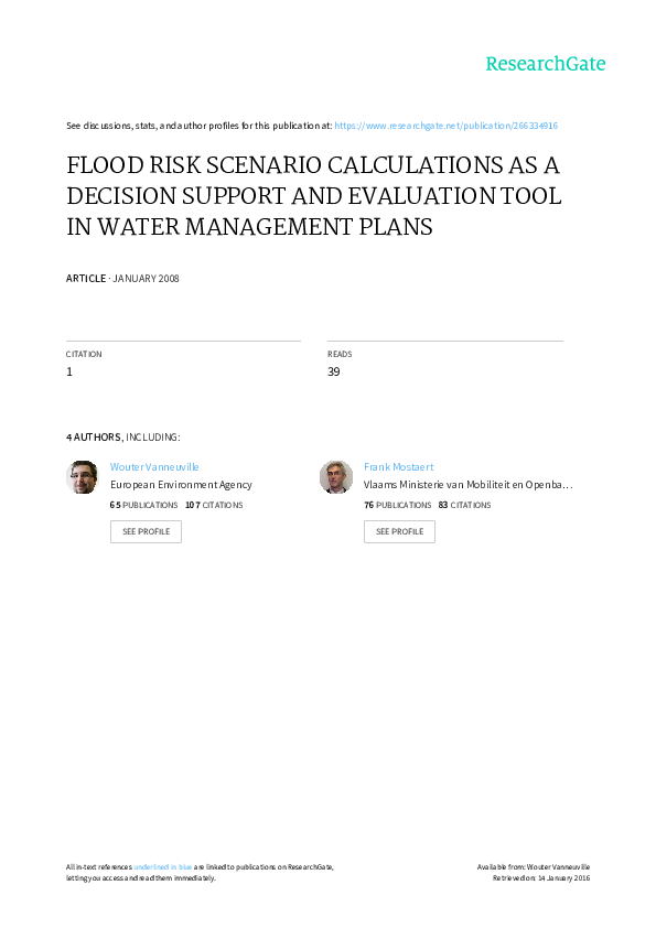 (PDF) FLOOD RISK SCENARIO CALCULATIONS AS A DECISION SUPPORT AND ...