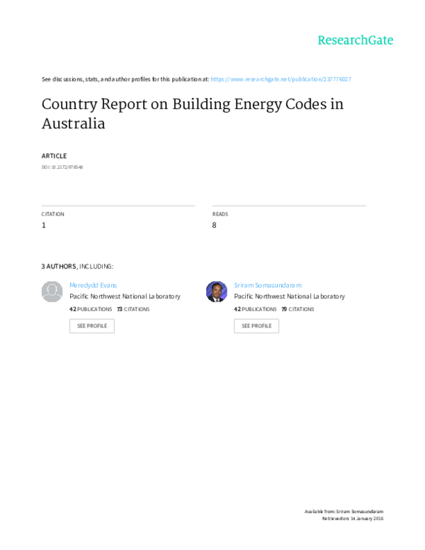 (PDF) Country Report on Building Energy Codes in Australia