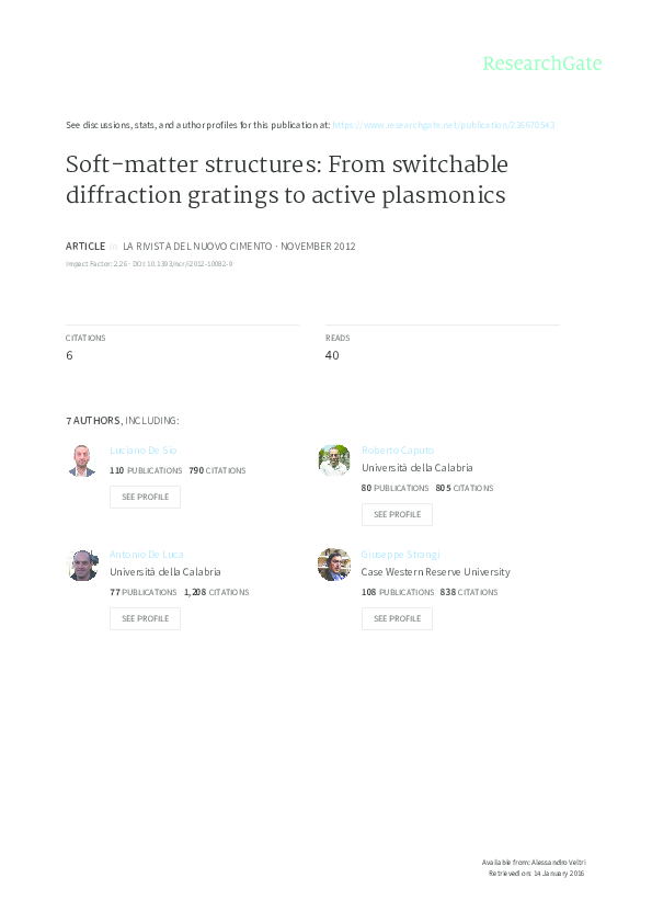 (PDF) Soft-matter structures: From switchable diffraction gratings to ...
