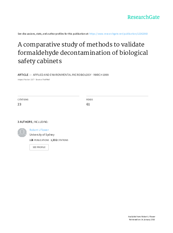 A comparative study of methods to validate formaldehyde decontamination ...