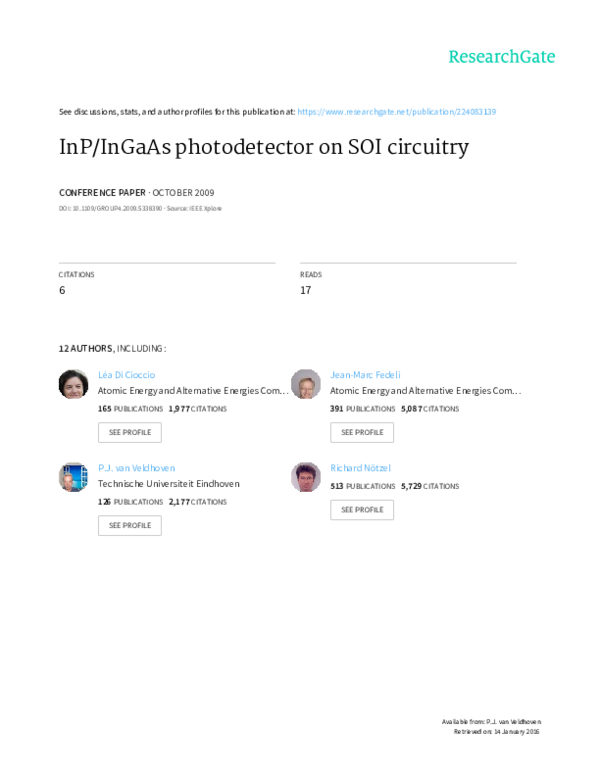 (PDF) InP/InGaAs photodetector on SOI circuitry