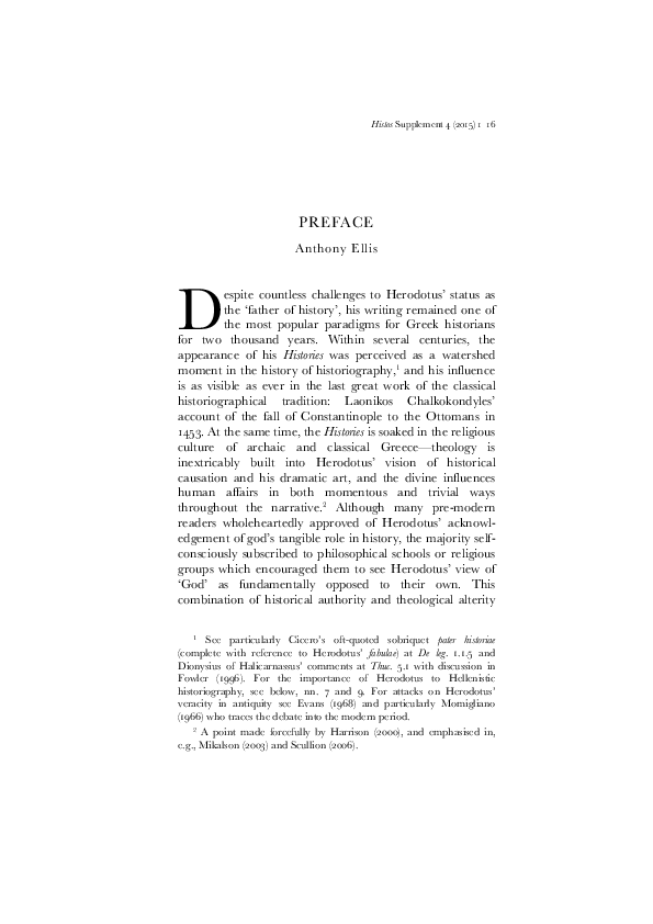 (PDF) Preface to B. A. Ellis (ed). 2015. God in History. Reading and Rewriting Herodotean ...