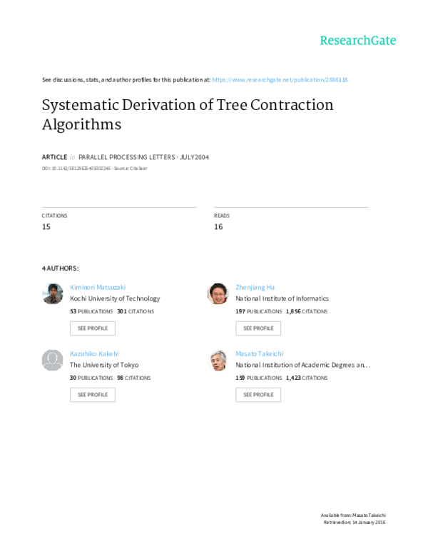 (PDF) SYSTEMATIC DERIVATION OF TREE CONTRACTION ALGORITHMS