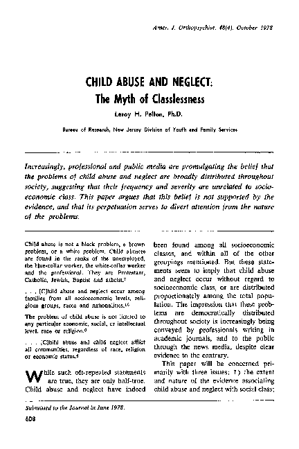 (PDF) Child abuse and neglect: The myth of classlessness
