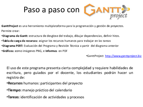 (PDF) Paso a paso con Gantt Project