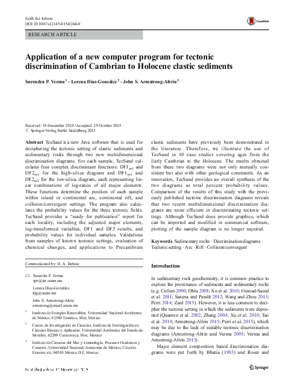 (PDF) Verma, S.P., Díaz-González, L., Armstrong-Altrin, J.S. (2015 ...