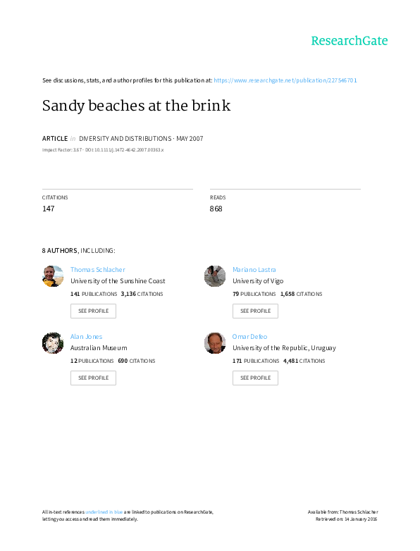 (PDF) Sandy beaches at the brink