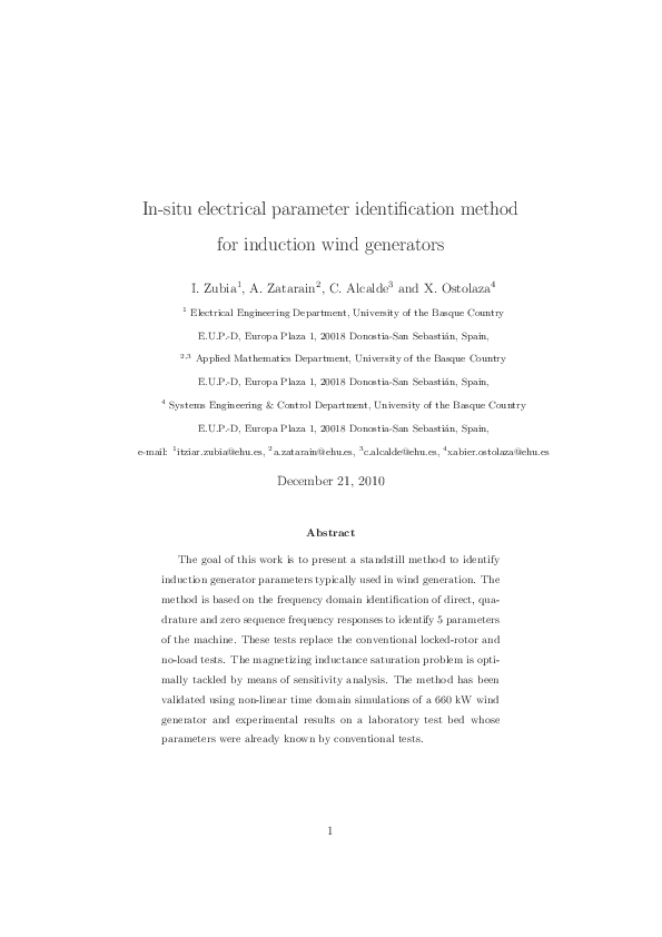 (PDF) In situ electrical parameter identification method for induction wind generators
