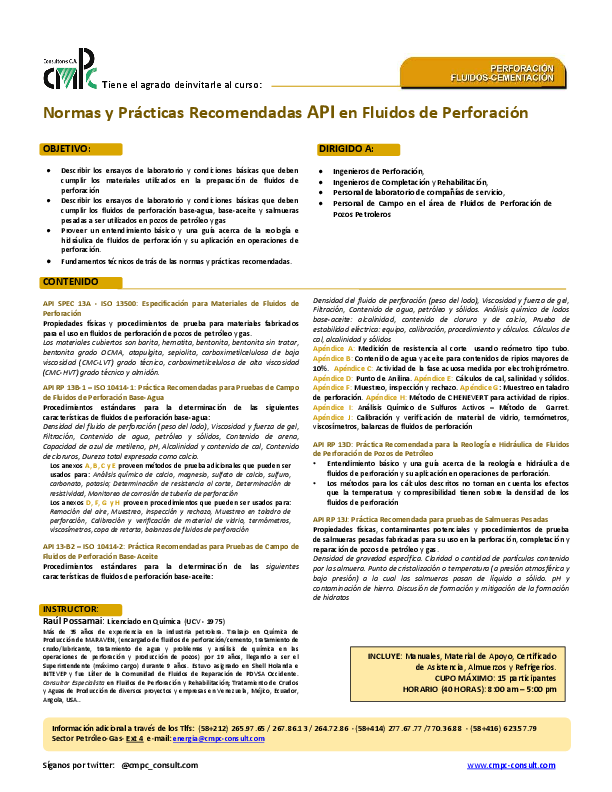 (PDF) NORMAS API PERCEM 010 40 API Fluido Perforac WEB 14012016