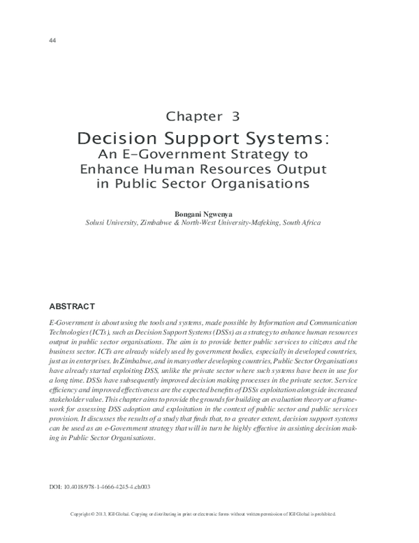 (PDF) Decision Support Systems: An E-Government Strategy to Enhance ...