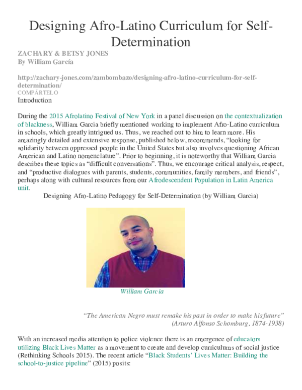 (PDF) Designing Afro-Latino Curriculum for Self-Determination