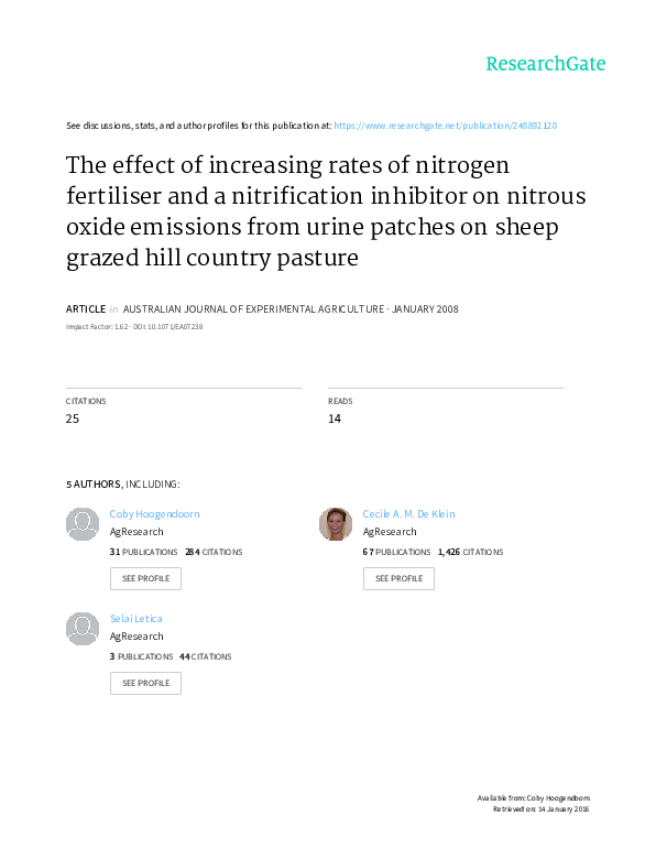 (PDF) The effect of increasing rates of nitrogen fertiliser and a ...