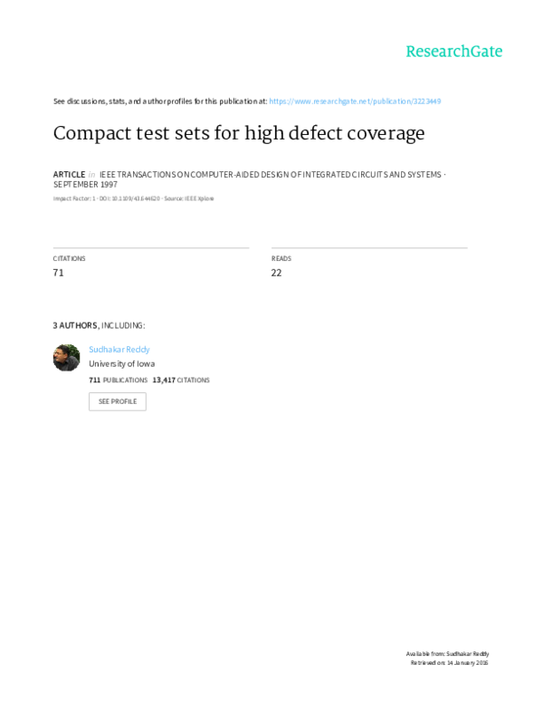 Pdf Compact Test Sets For High Defect Coverage