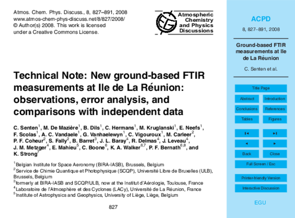 (PDF) Technical Note: New ground-based FTIR measurements at Ile de La ...