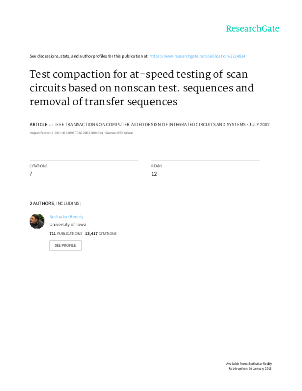 Pdf Test Compaction For At Speed Testing Of Scan Circuits Based On