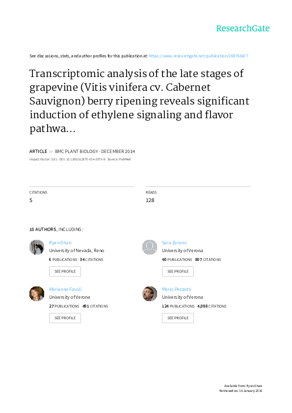(PDF) Transcriptomic analysis of the late stages of grapevine ( Vitis ...