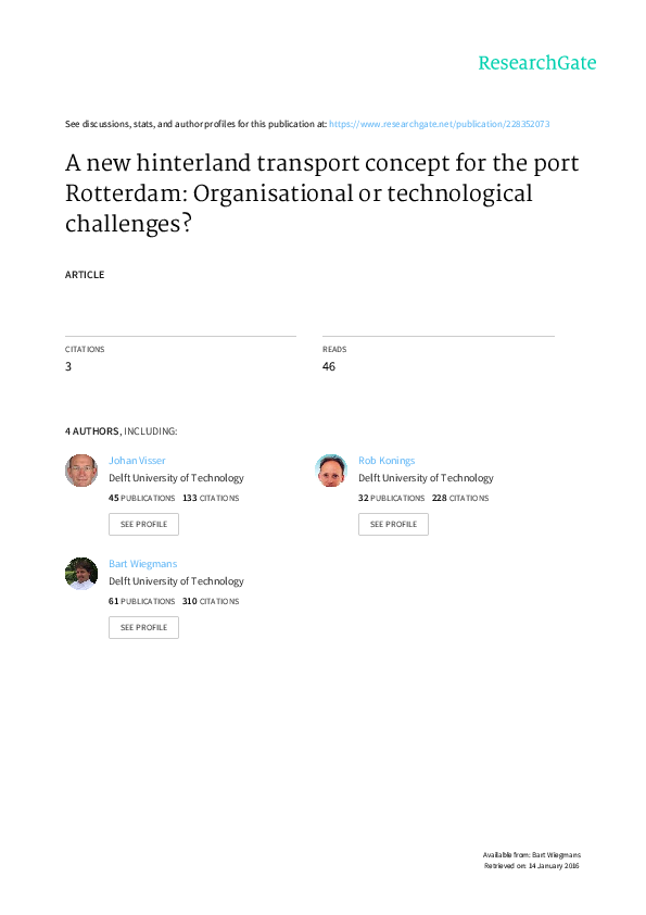 (PDF) A new hinterland transport concept for the port of Rotterdam ...