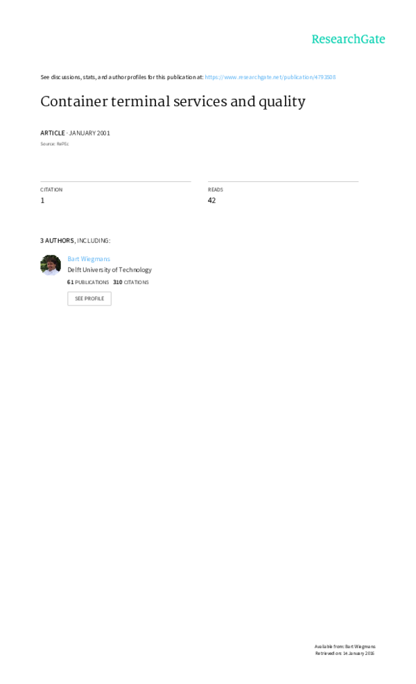 (PDF) Container terminal services and quality
