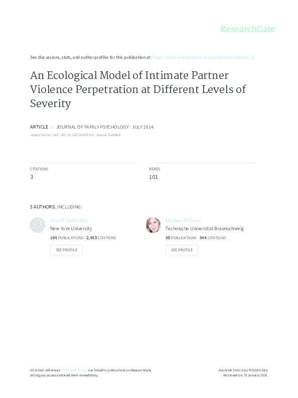 (PDF) An ecological model of intimate partner violence perpetration at ...