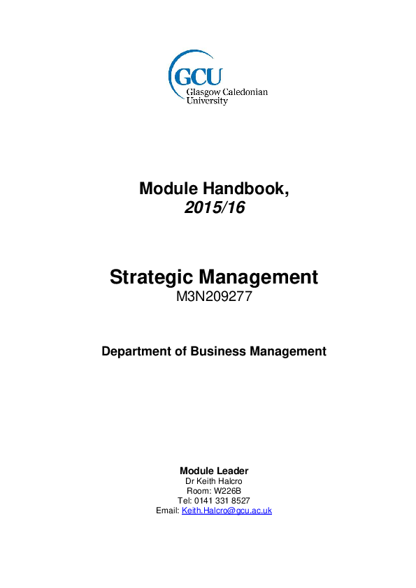 (PDF) Handbook Strategic Management 2015 16