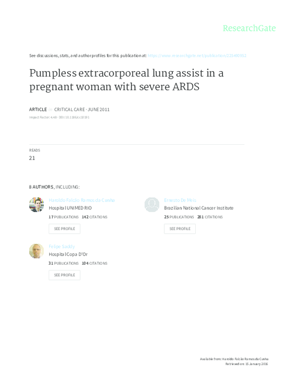 (PDF) Pumpless extracorporeal lung assist in a pregnant woman with ...