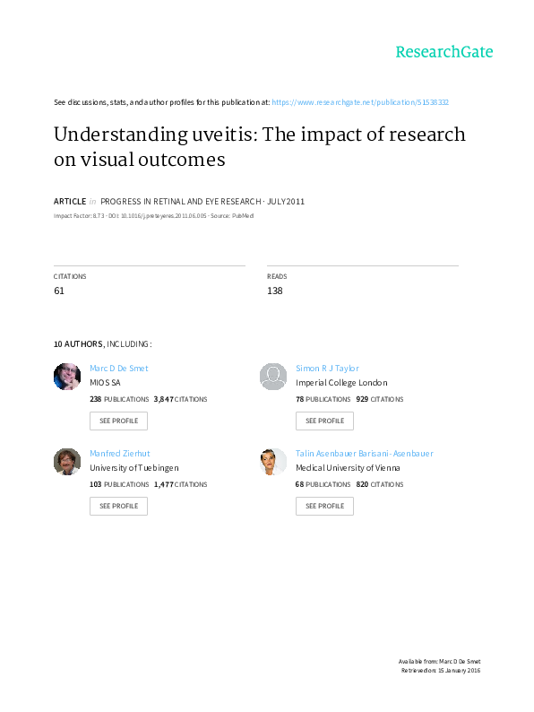 (PDF) Understanding uveitis: The impact of research on visual outcomes