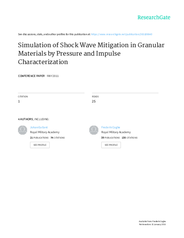 (PDF) Simulation of Shock Wave Mitigation in Granular Materials by Pressure and Impulse ...