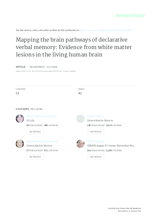 (PDF) Mapping the brain pathways of declarative verbal memory: Evidence ...