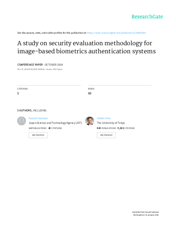 (PDF) A study on security evaluation methodology for image-based biometrics authentication systems