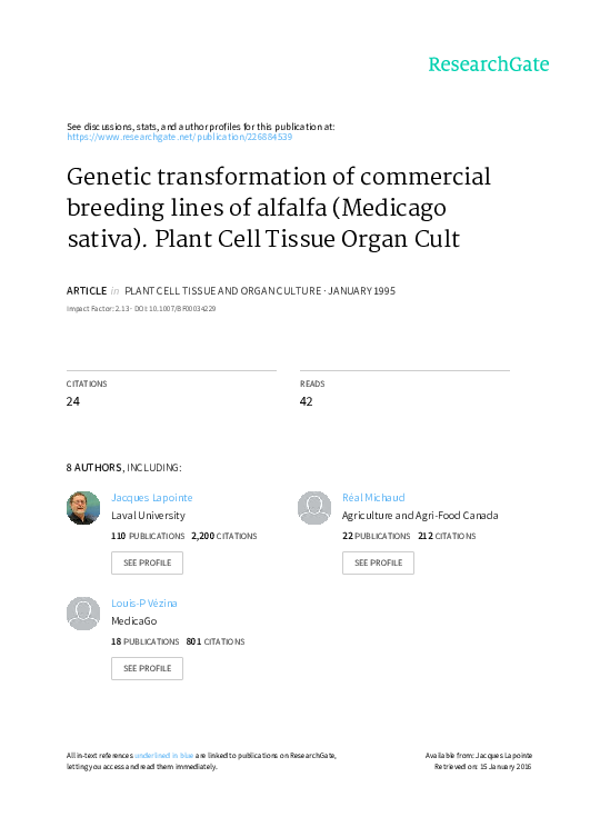 (PDF) Genetic transformation of commercial breeding lines of alfalfa ...