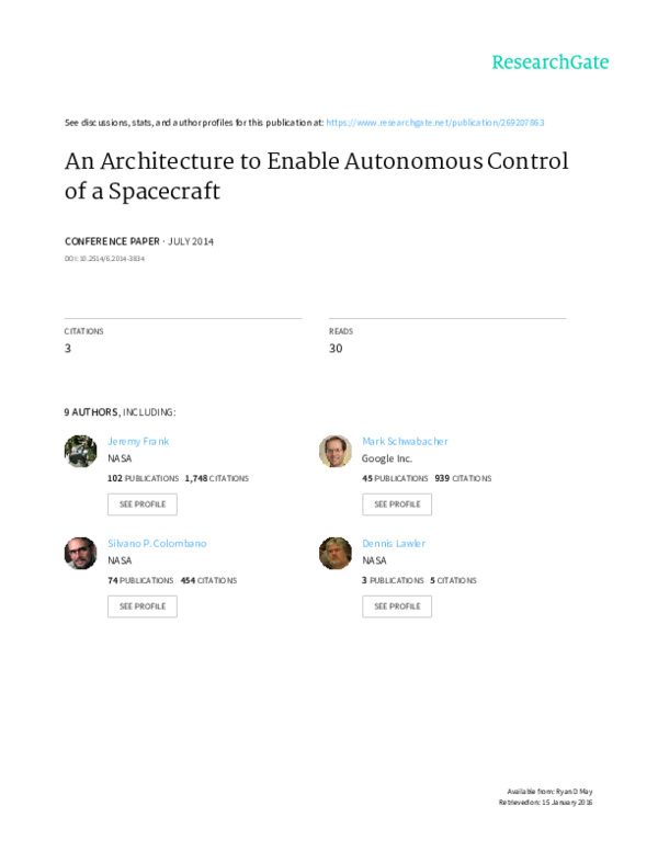 (PDF) An Architecture to Enable Autonomous Control of a Spacecraft