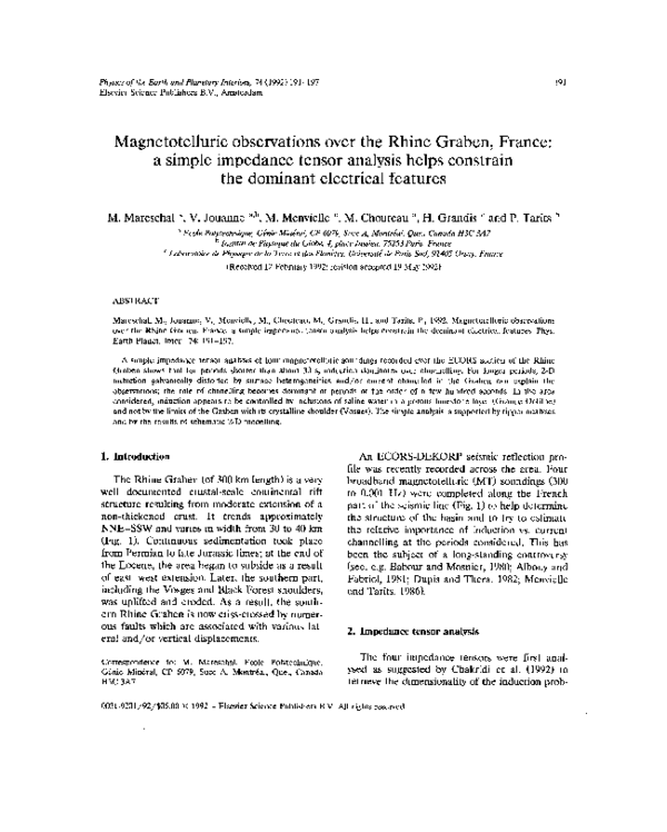 Magnetotelluric observations over the Rhine Graben, France: a simple ...