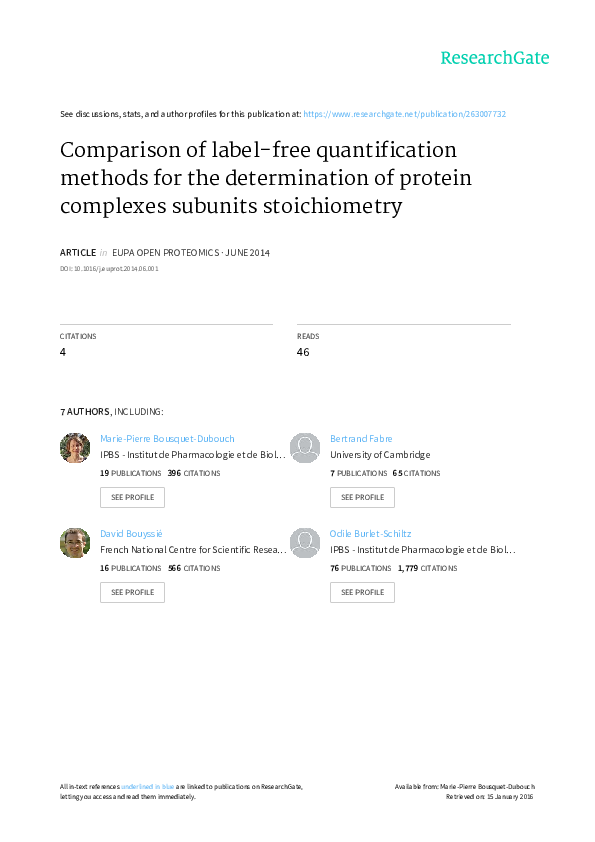(PDF) Comparison of label-free quantification methods for the ...