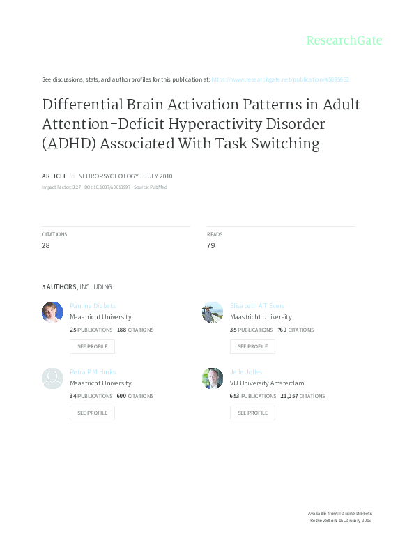 (PDF) Differential brain activation patterns in adult attention-deficit ...