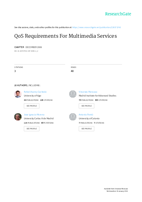 (PDF) QoS Requirements For Multimedia Services